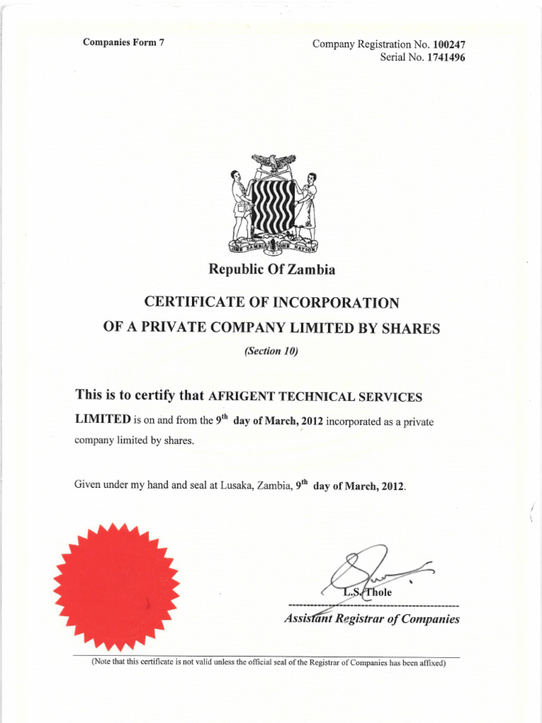Certificate of Incorporation | PDF