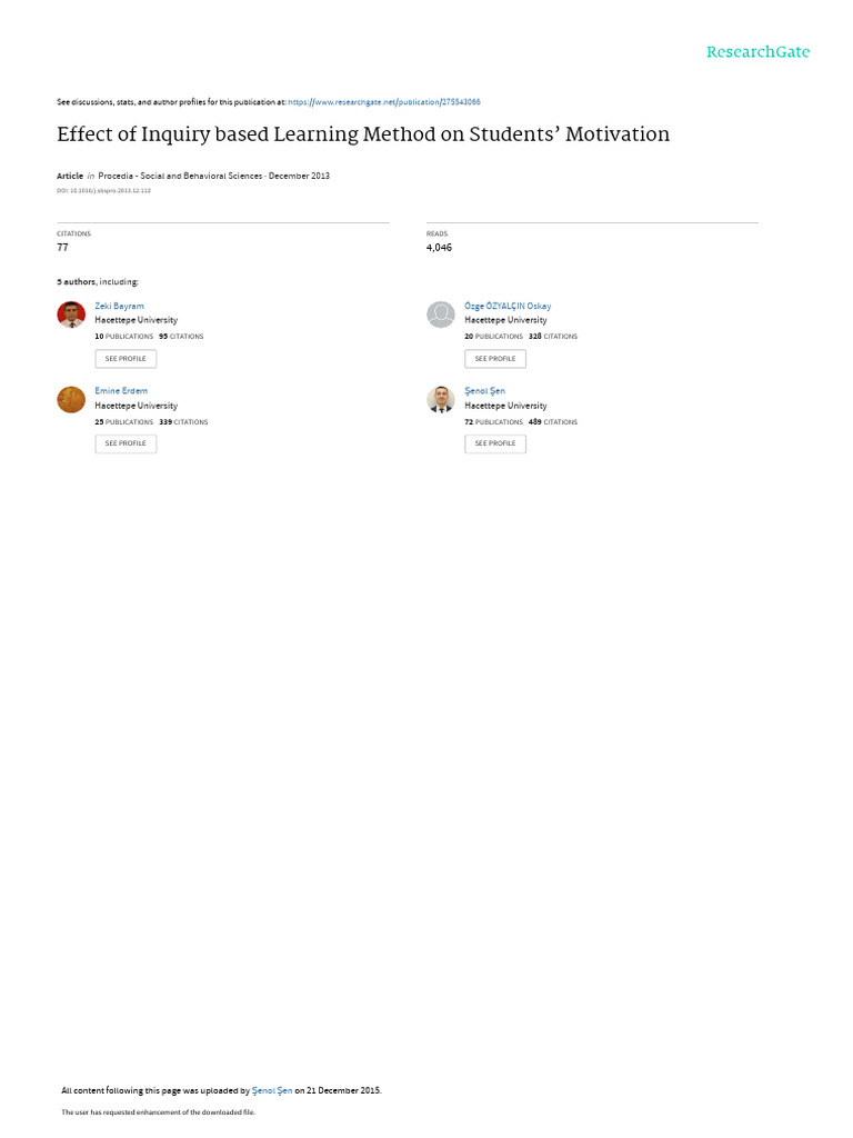 Effect of Inquiry Based Learning Method On Student | PDF