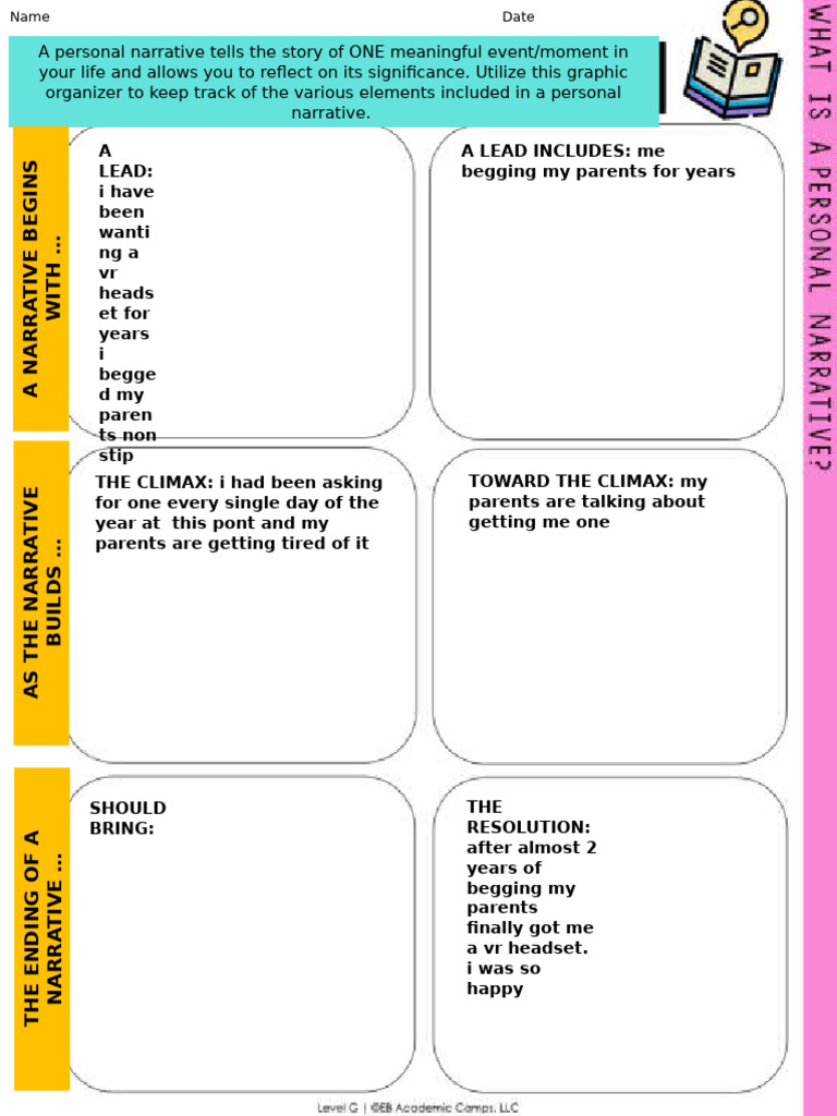 Narrative Writing Graphic Organizer | PDF