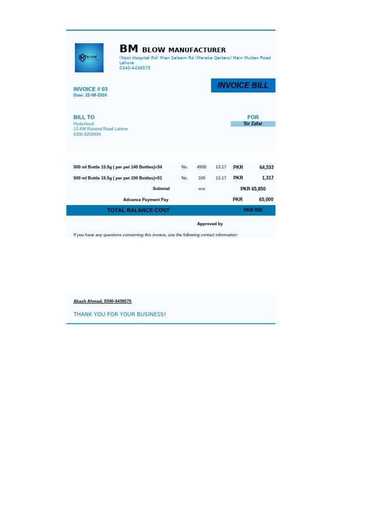 Zafar 3 Invoice 22-08-2024 | PDF