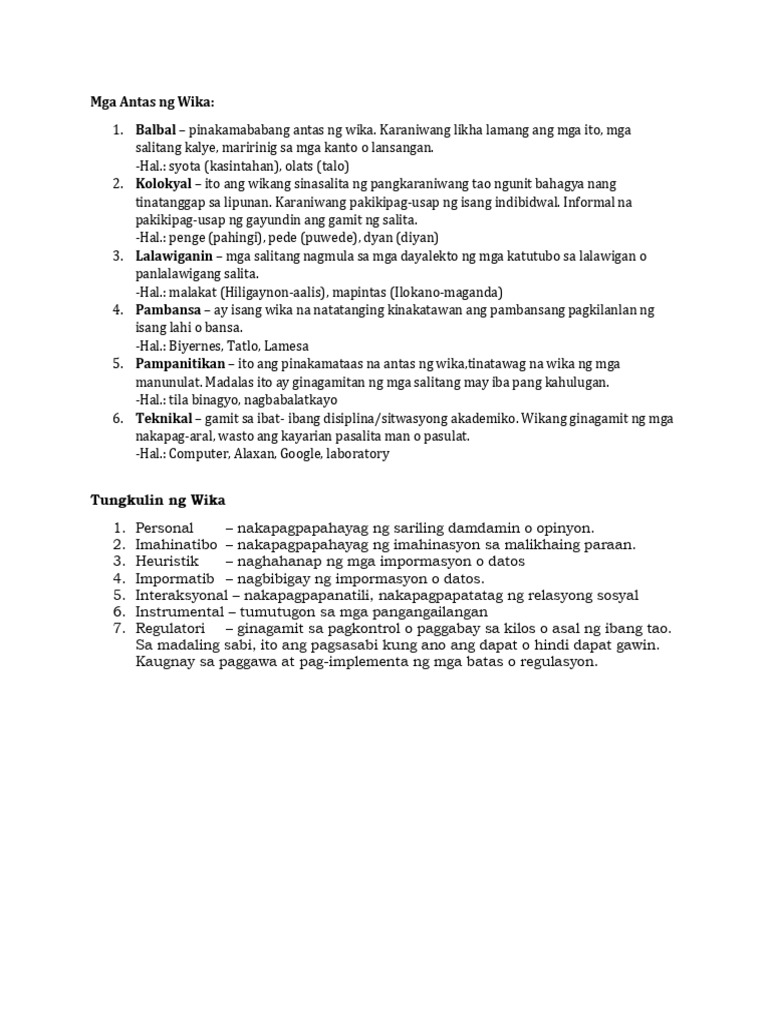3 Gamit NG Wika Ayon Sa Antas | PDF