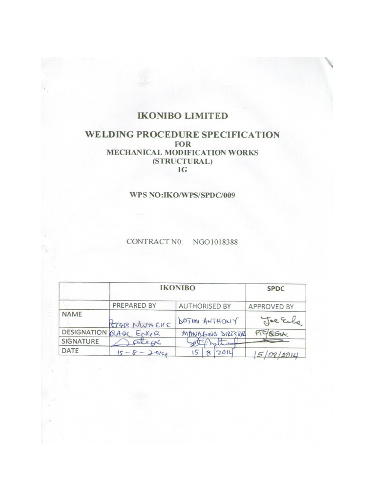 1g Welding Procedure With Agreement | PDF