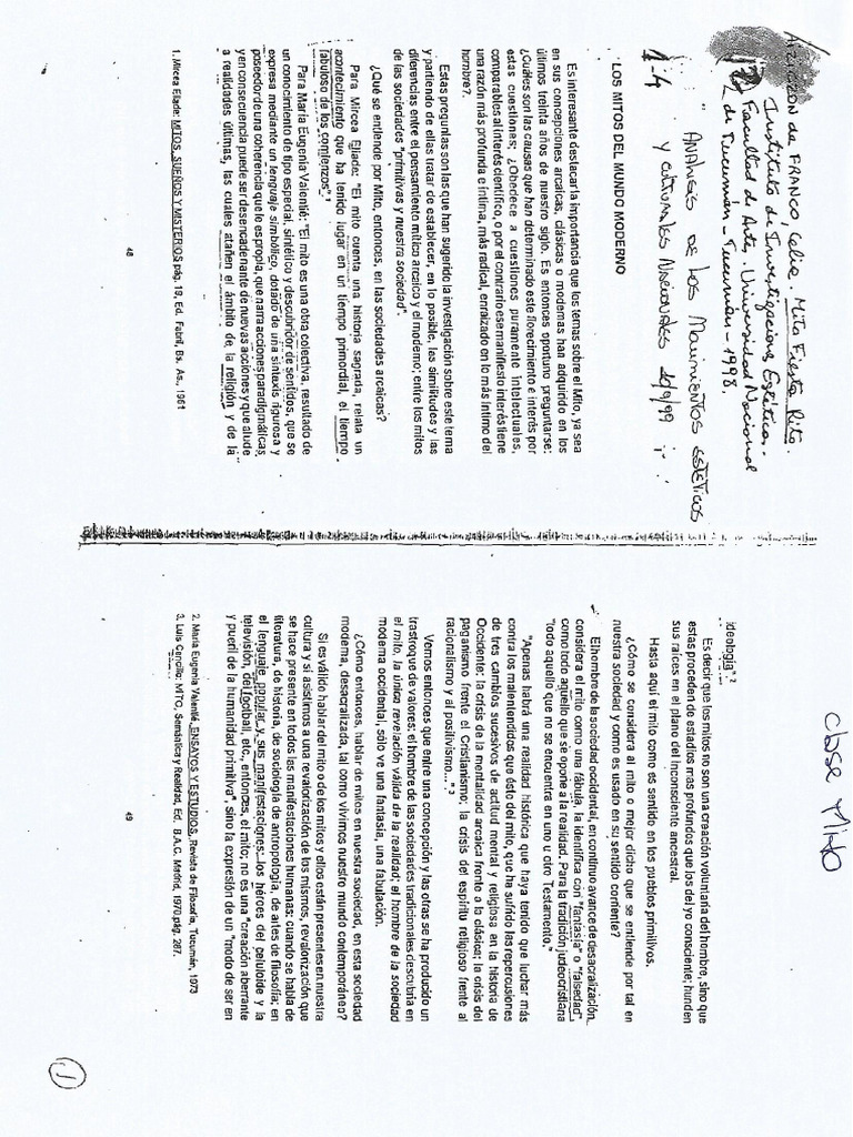 Texto N 4 Aiziczon de Franco, Celia Los Mitos en El Mundo Moderno en ...