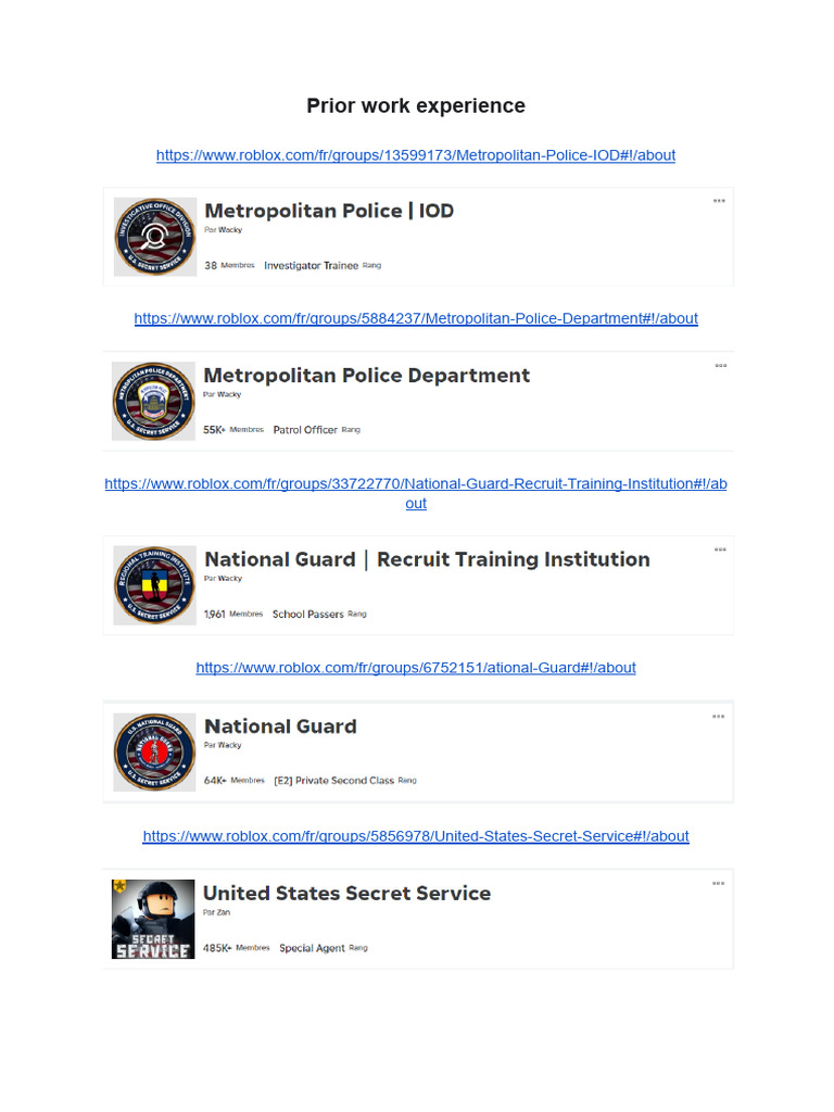 Prior work experience CIA | PDF