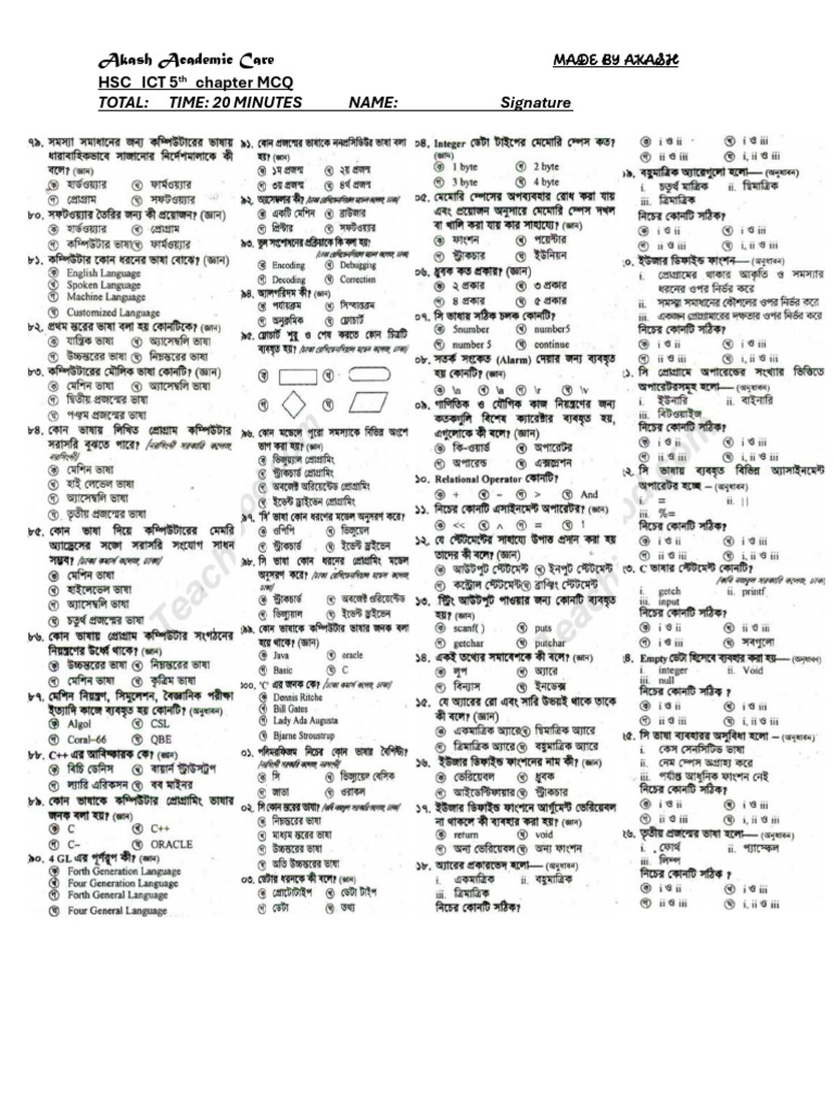 HSC ICT Chapter 5 MCQ | PDF