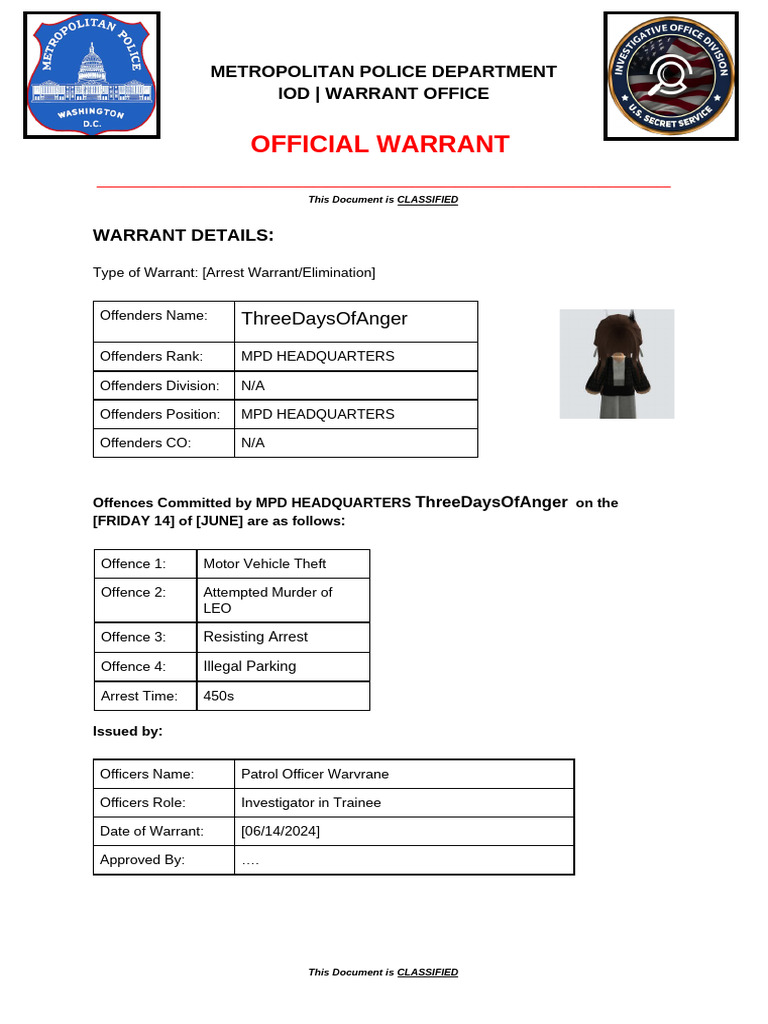 Warrant ThreeDaysOfAnger | PDF