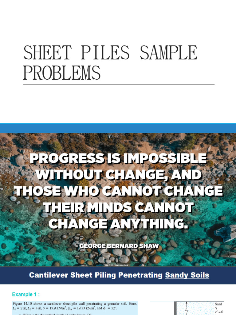 Sheet Piles Sample Problems | PDF