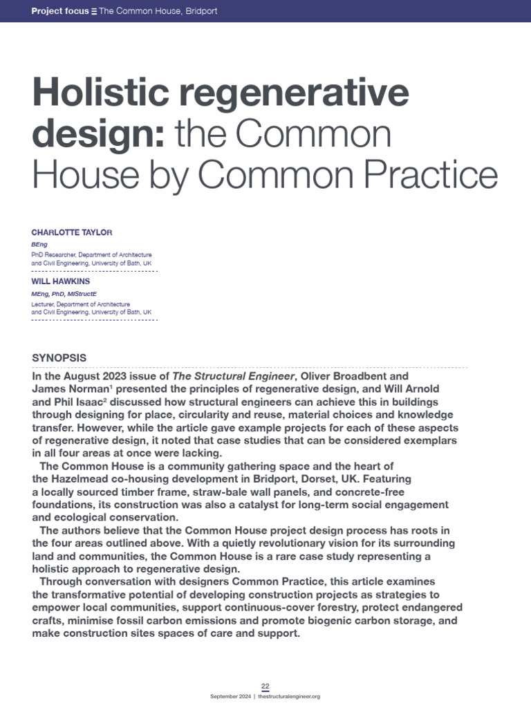 Holistic Regenerative Design The Common House by Common Practice | PDF