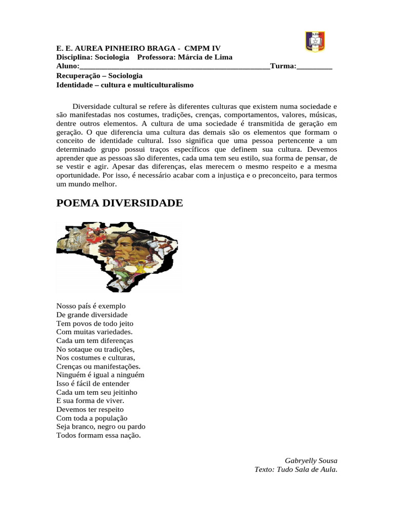 Recuperação Sociologia 2 Bimestre - 100112 | PDF