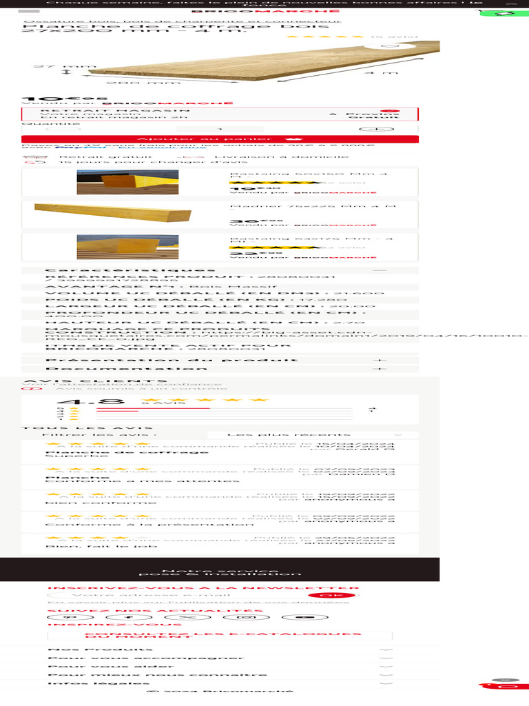Planche de Coffrage Bois 27x200 MM - 4 M. Bricomarché | PDF
