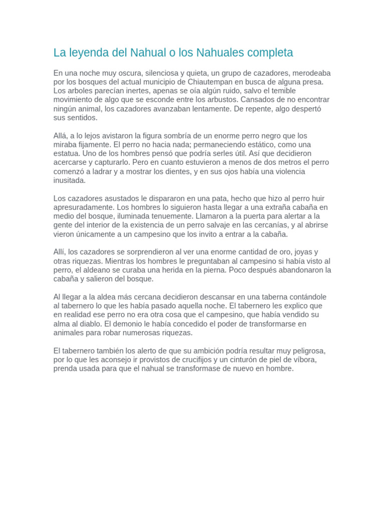 La leyenda del Nahual completa | PDF