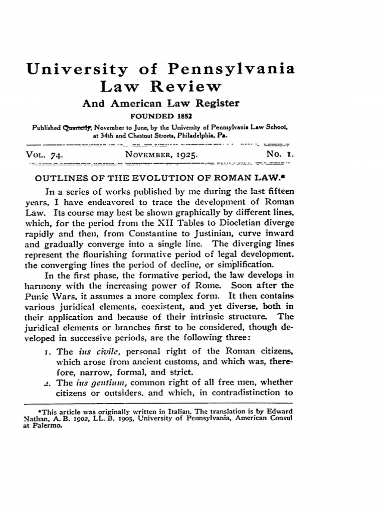 8 Riccobono, Outlines of The Evolution of Roman Law | PDF