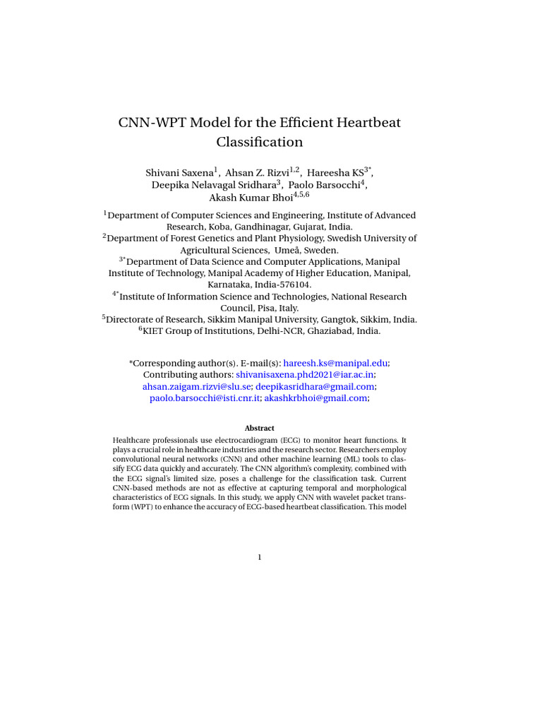 CNN WPT Model Match Filter Paper | PDF