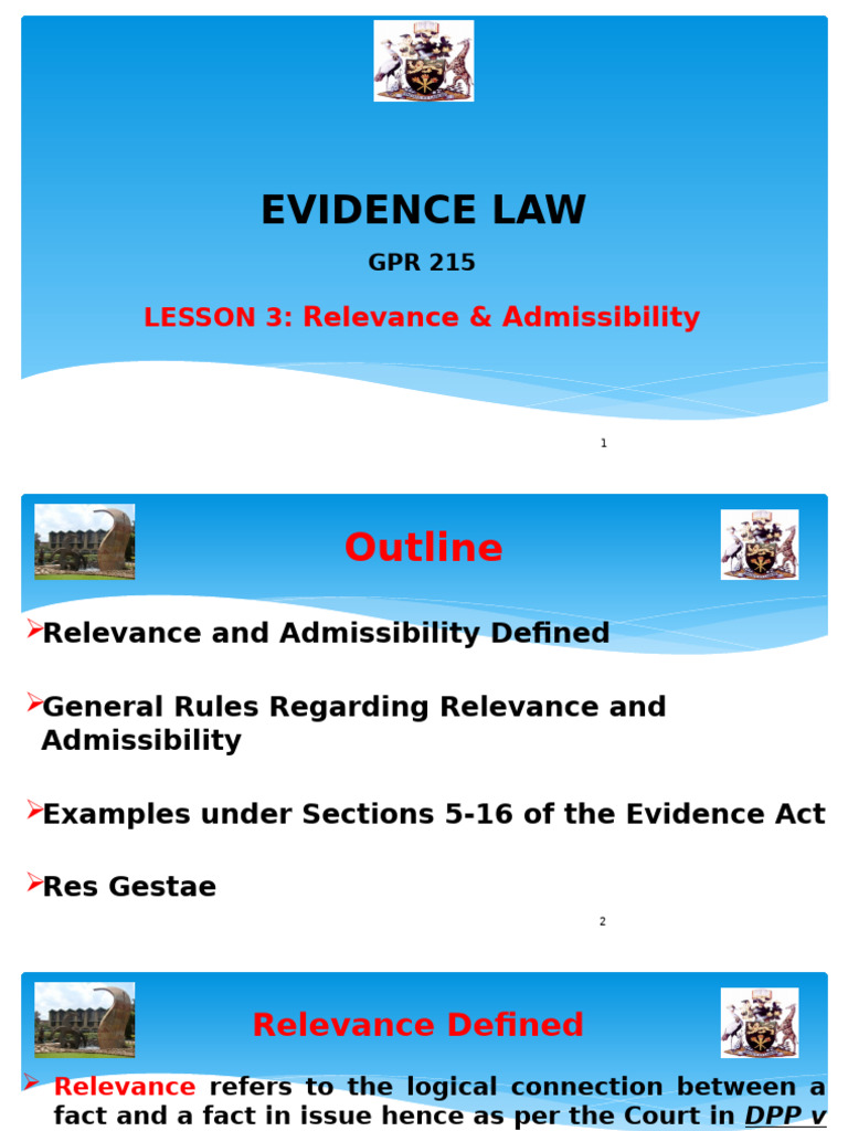 Lesson 3 - Relevance & Admissibility | PDF