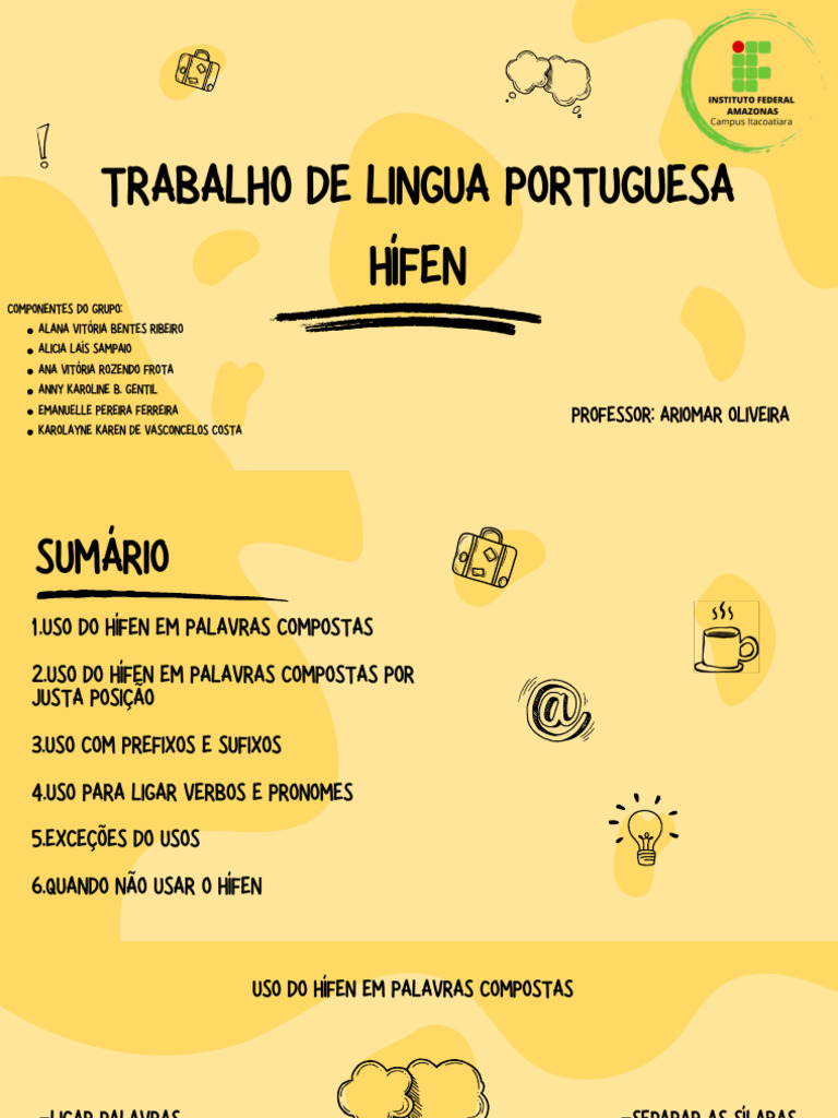 Trabalho de Lingua Portuguesa - Hifen | PDF