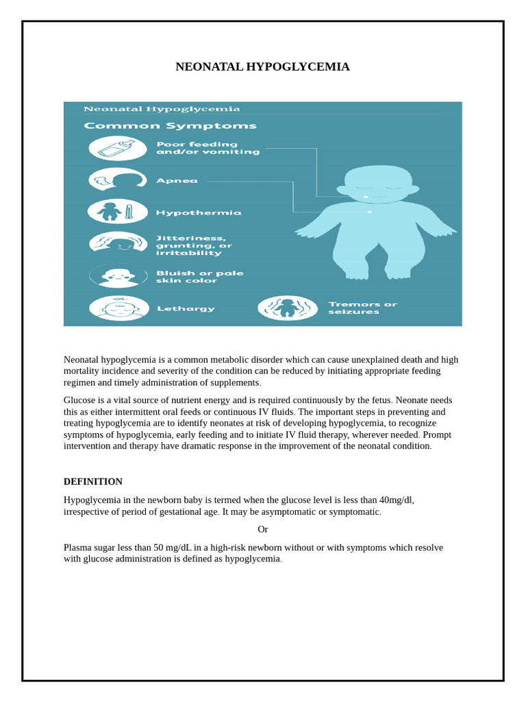 Neonatal Hypoglycemia | PDF