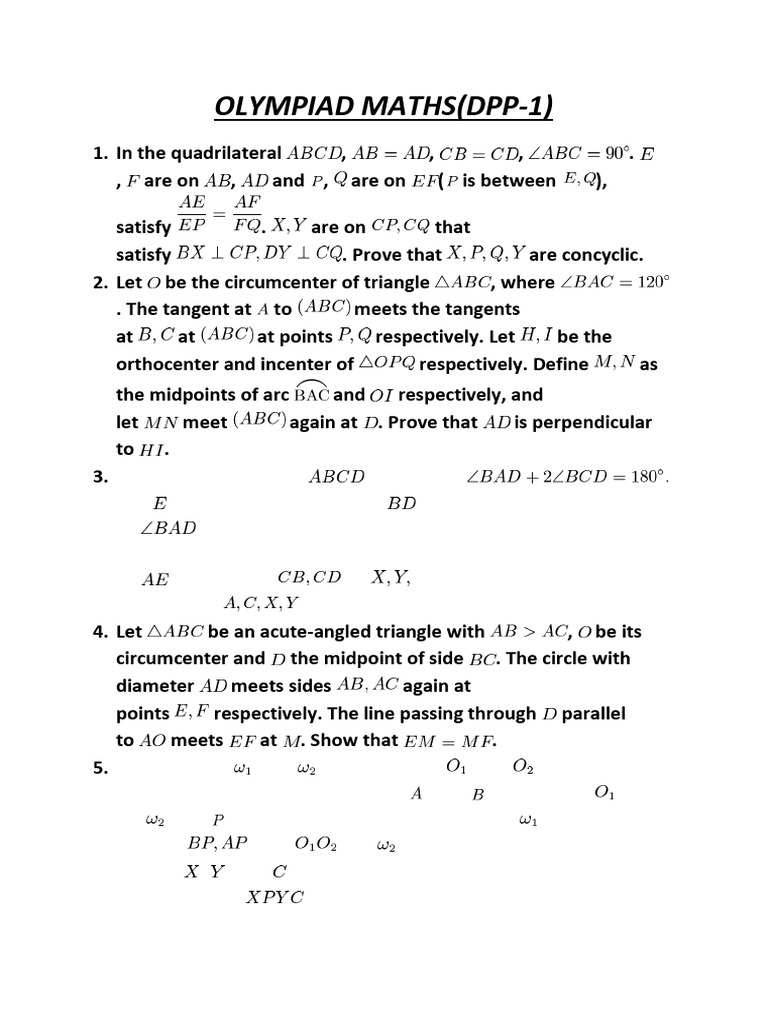 OLYMPIAD MATHS(DPP 1) | PDF