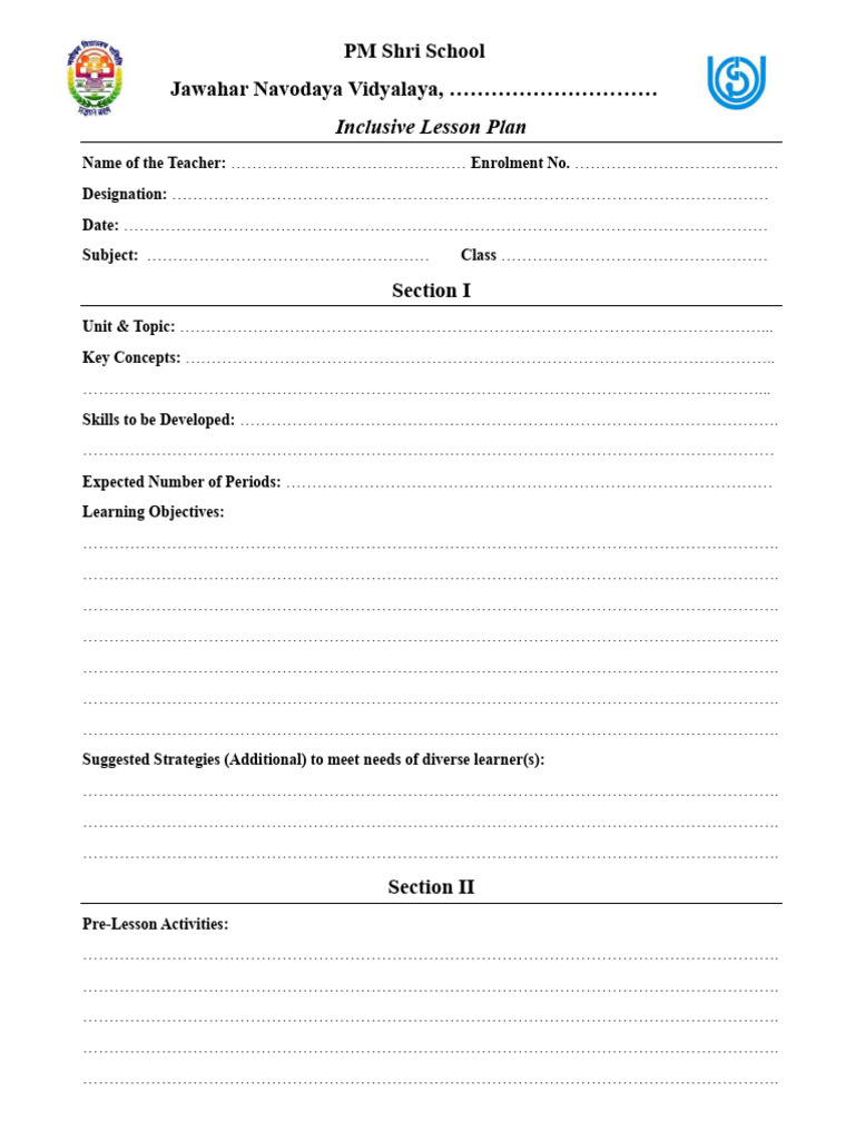 Inclusive Lesson Plan Format | PDF