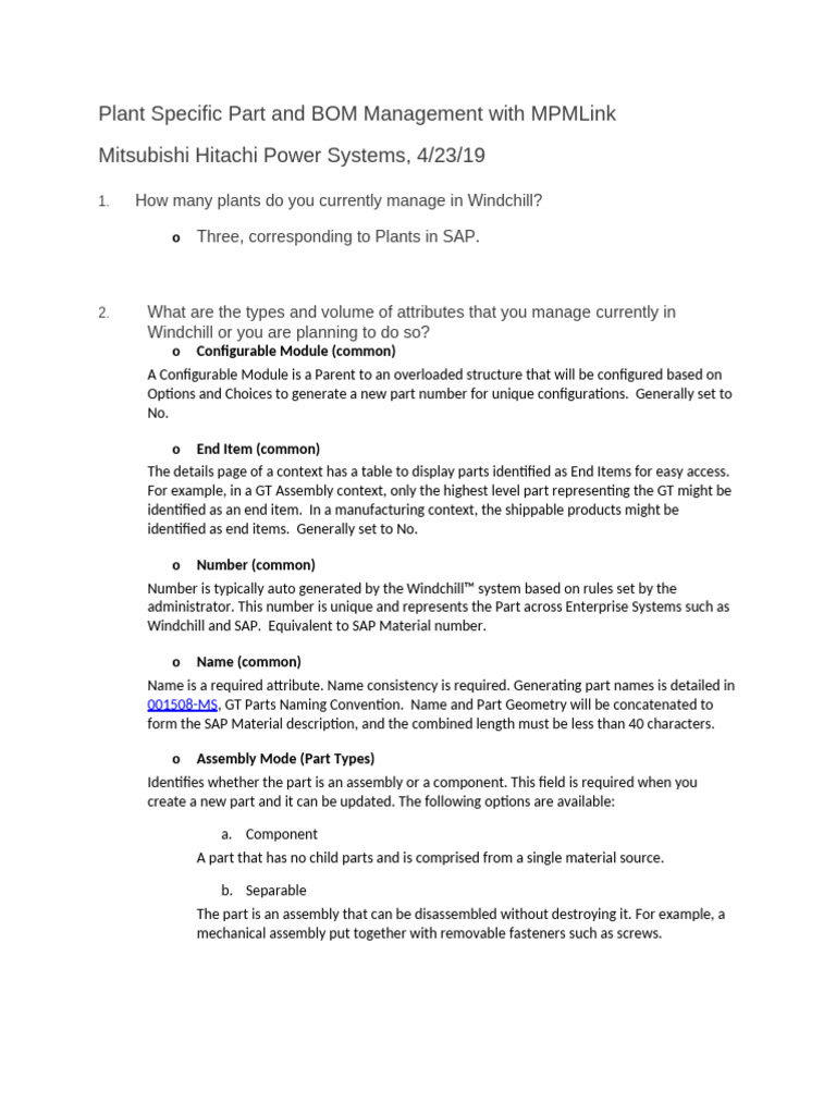 Plant Specific Part and BOM Management With MPMLink | PDF ...