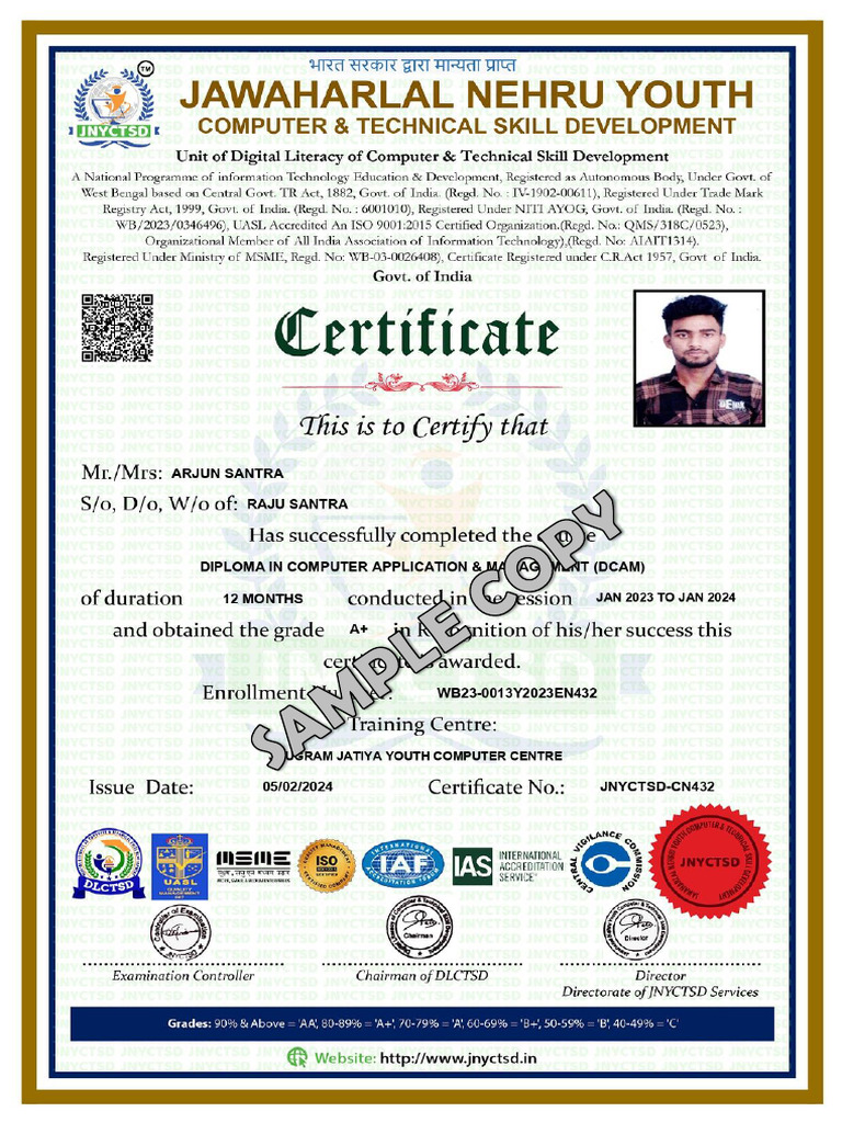 Sample Copy Final CRTFCT | PDF