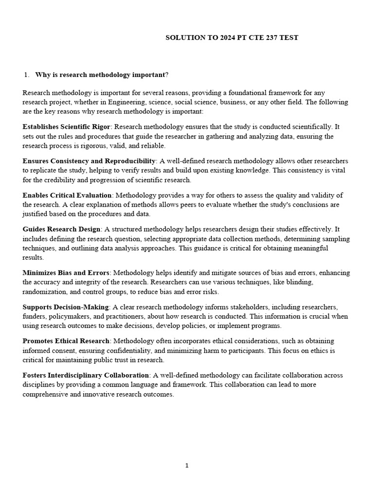 SOLUTION TO 2024 PT CTE 237 TEST | PDF