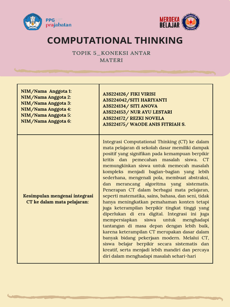 Nur Ayu Lestari - t5 - Koneksi Antar Materi CT | PDF