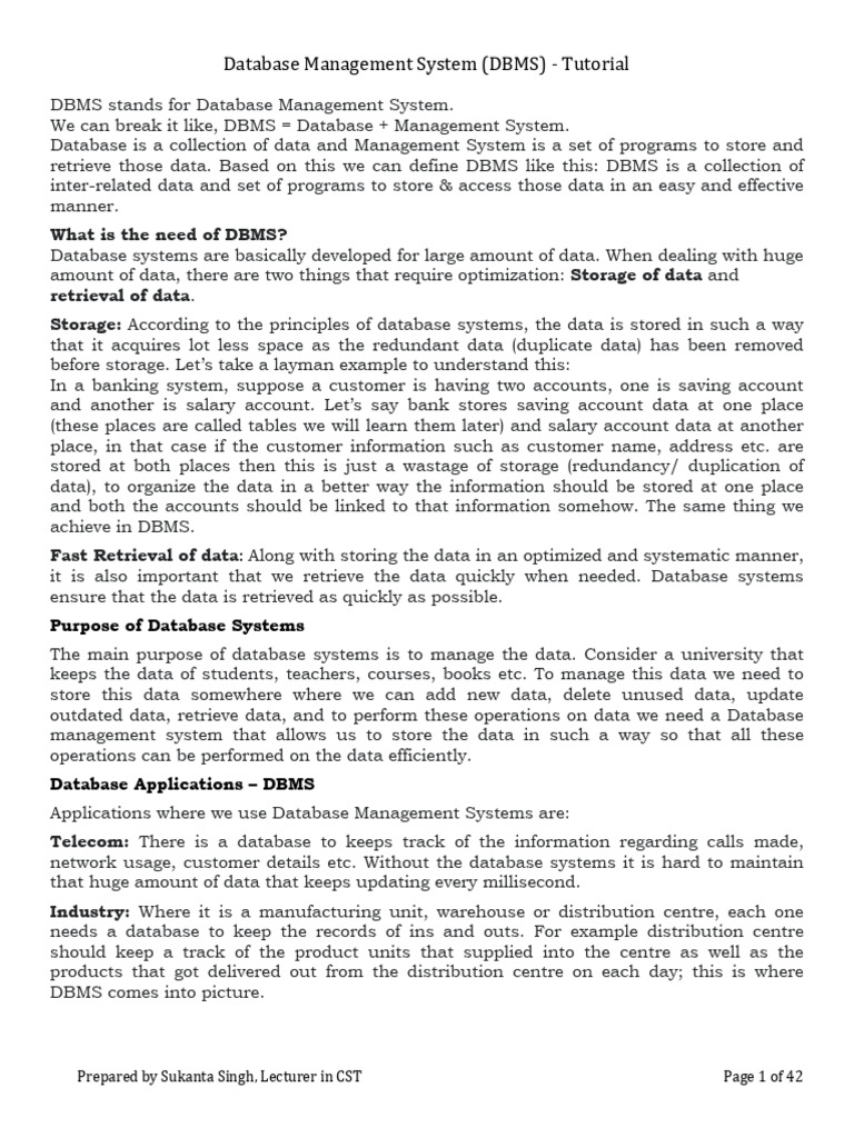 DBMS 1 | PDF | Databases | Computers