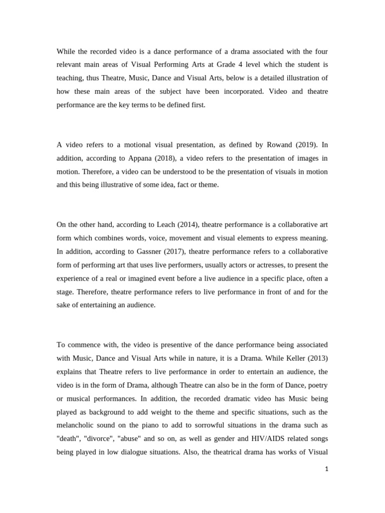 Theatre Presentation Write Up | PDF