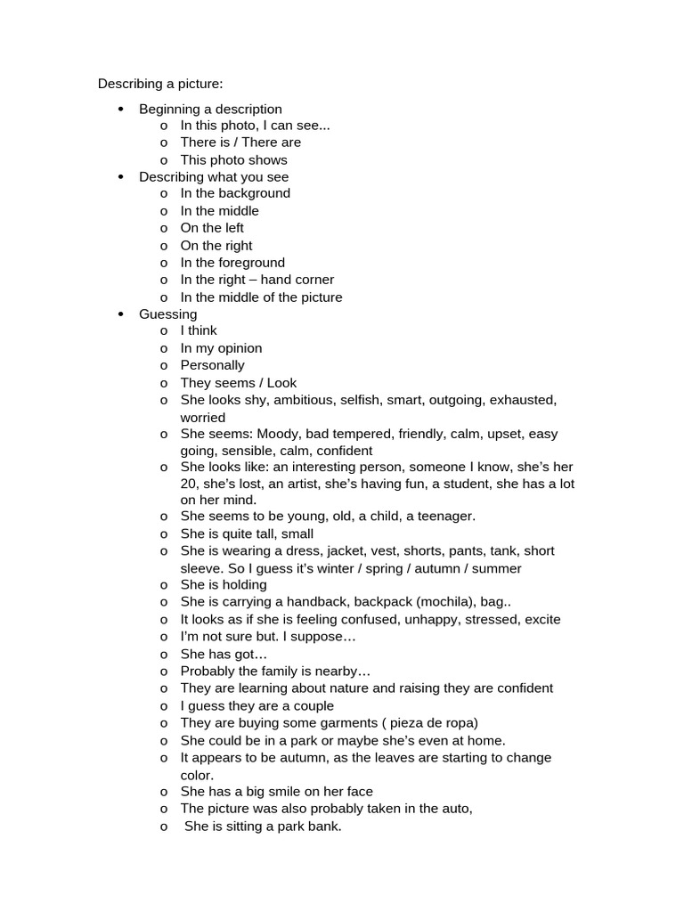 Describing a picture | PDF