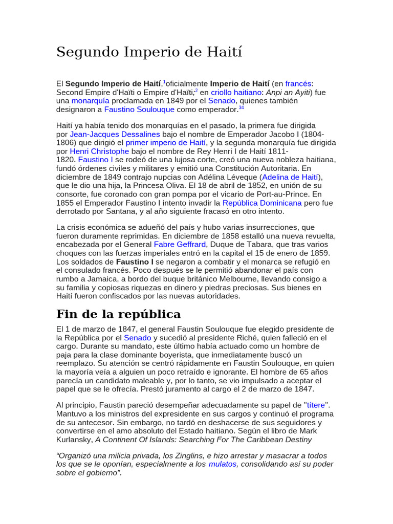 Segundo Imperio de Haití | PDF