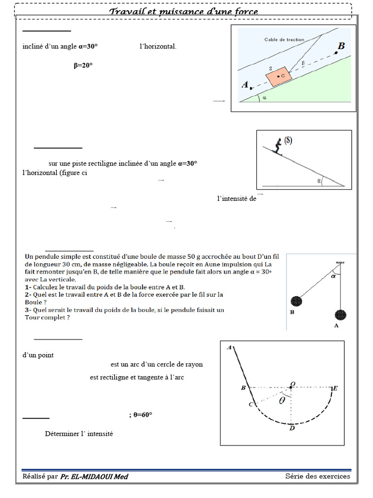 Série Des Exercices Travail Et Puissance D'une Force | PDF
