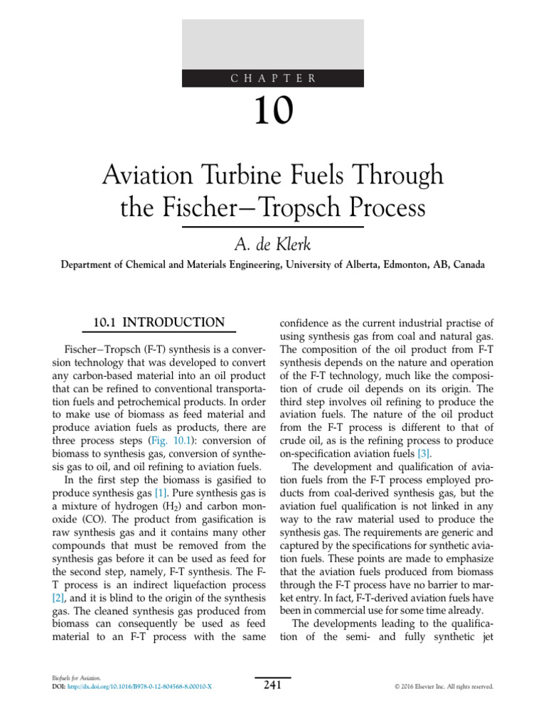 Aviation Fuels via Fischer-Tropsch | PDF | Gasification | Jet Fuel
