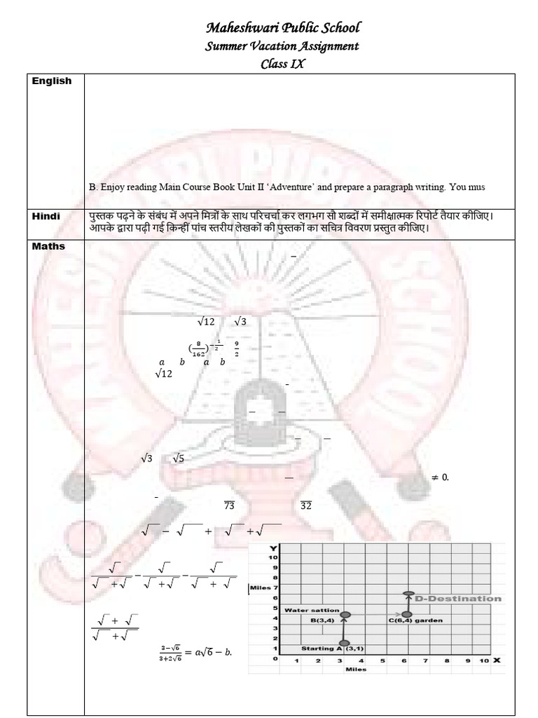 Summer Vacation Assignment - IX | PDF