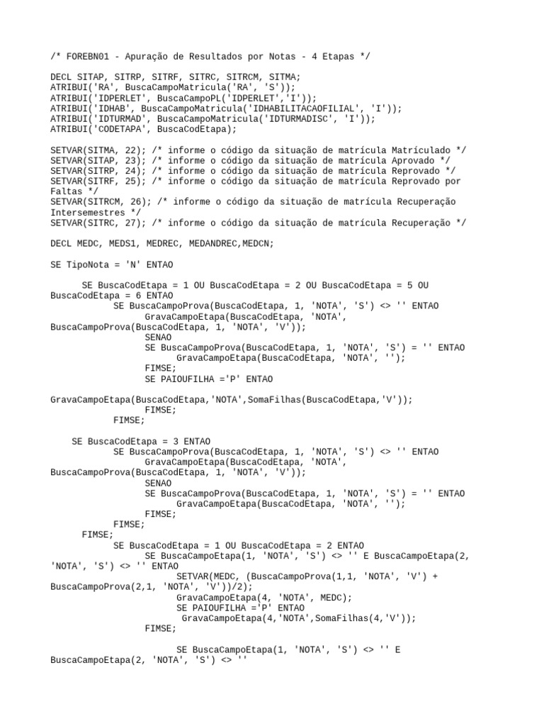Fórmula de Avaliação CSB | PDF