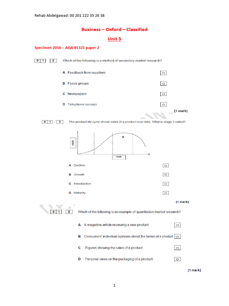 Business Oxford Classified - Unit 5 HW Answered | PDF
