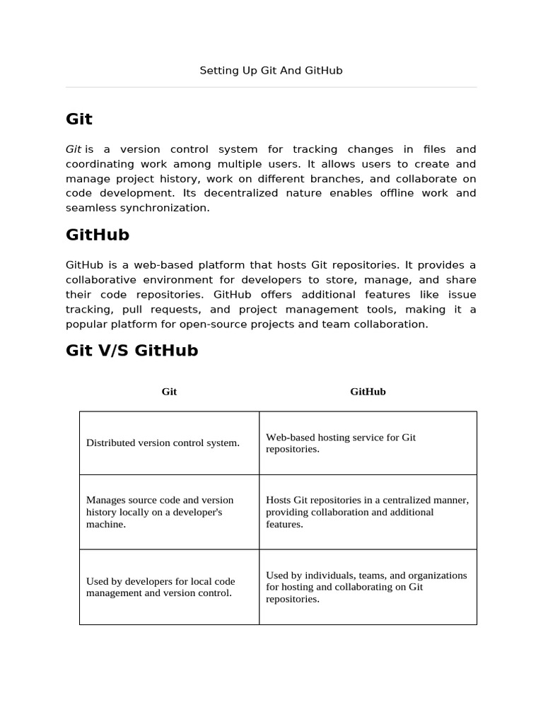 Setting Up Og GIt and Git Hub | PDF