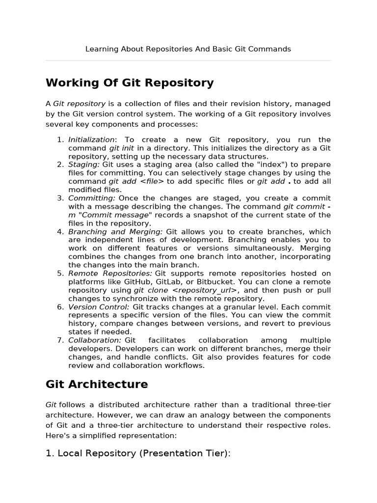 Learning Repositories and Basic GIT Commands | PDF | Version Control | Computing
