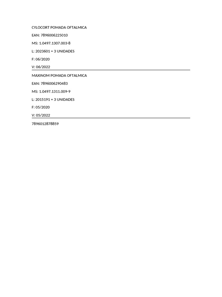 Cylocort Pomada Oftalmica | PDF