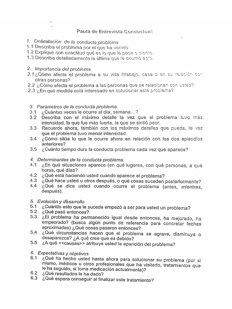 Pauta de Entrevista Conductual | PDF