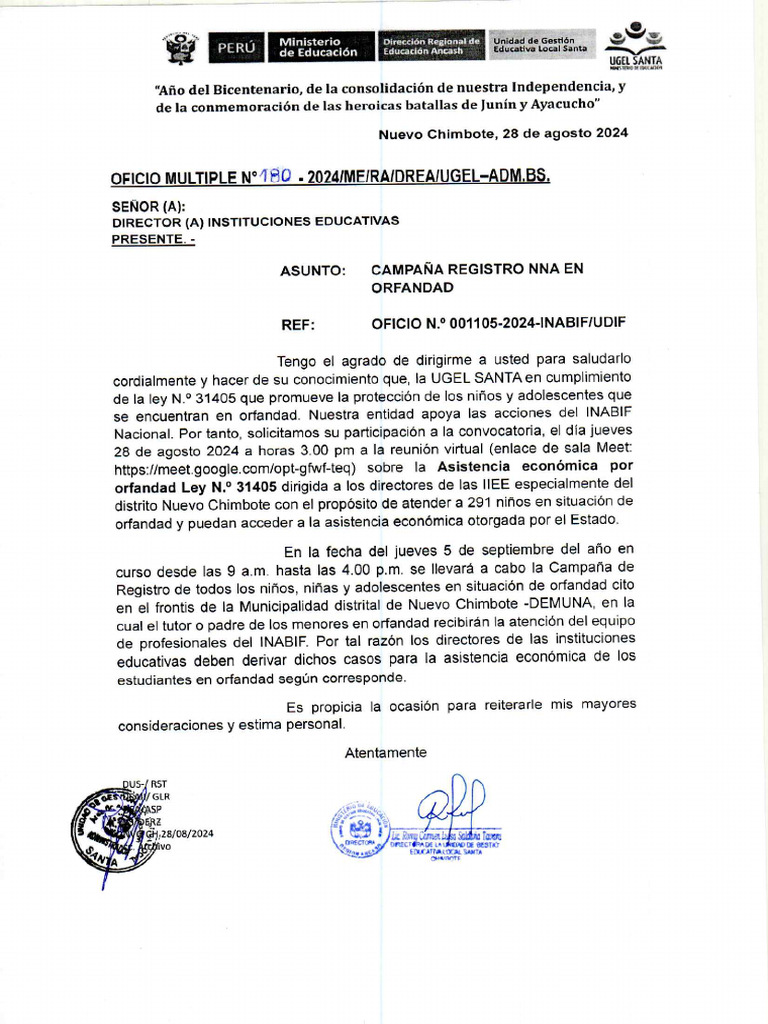 Oficio Mult.n° 180-2024-Adm-Bs | PDF