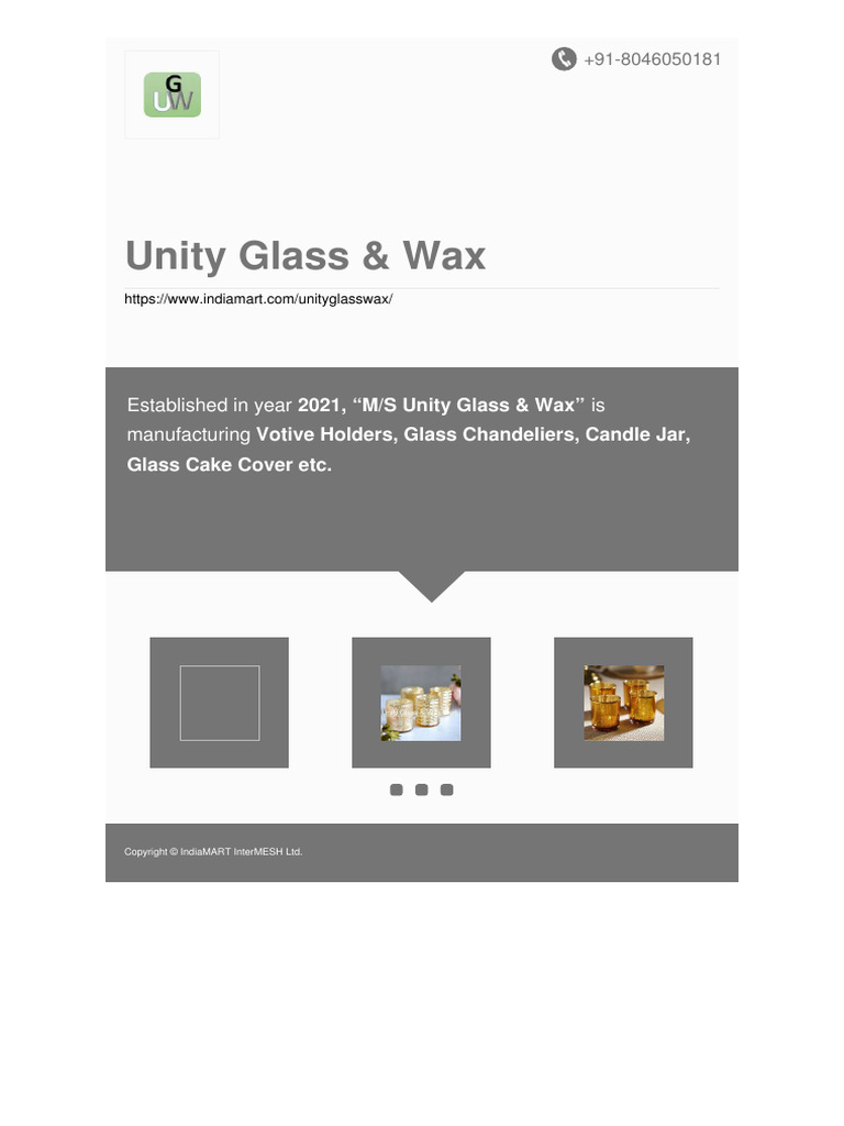 Unity Glass Wax | PDF | Candle | Glasses