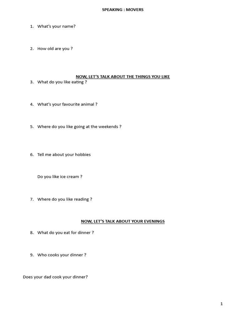 SPEAKING mover | PDF