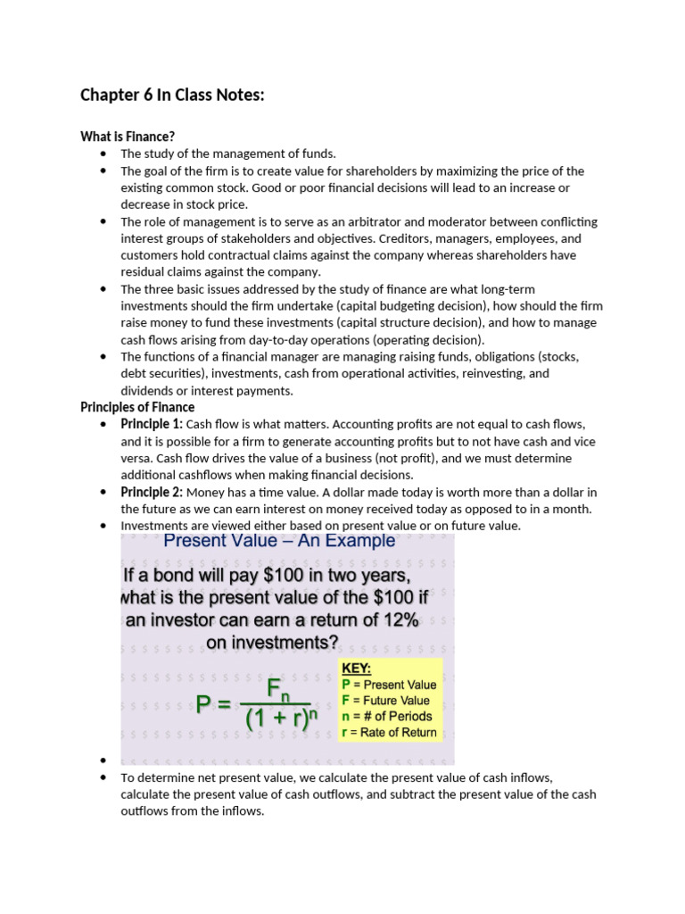 Chapter 6 in Class Notes | PDF