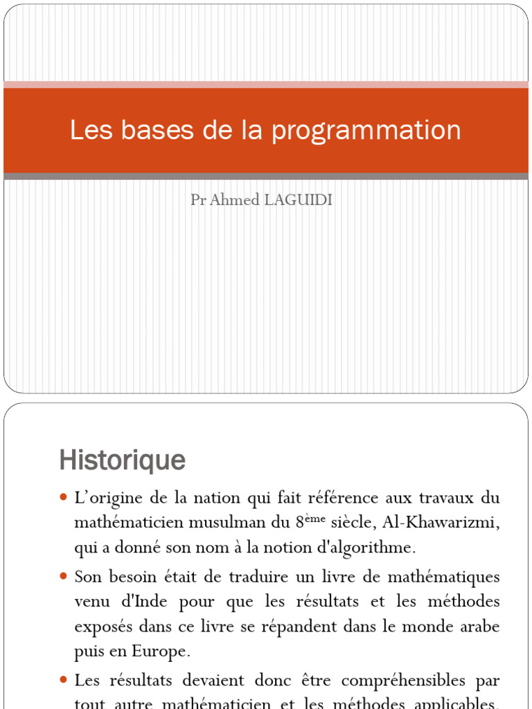 Cours - Les Bases de La Programmation - 1 | PDF
