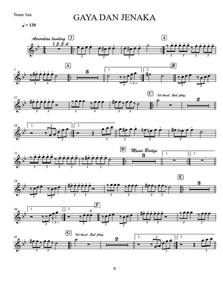 Corona - Gaya Dan Jenaka - Tenor Sax | PDF