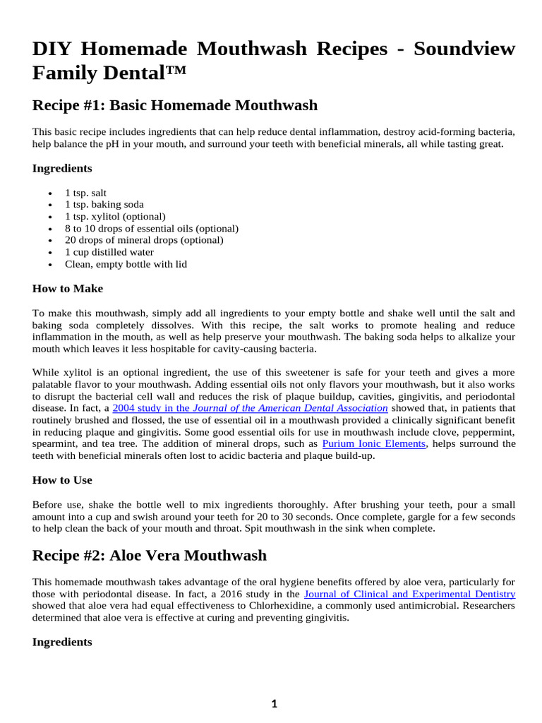 DIY Homemade Mouthwash Recipes | PDF | Oral Hygiene | Periodontology