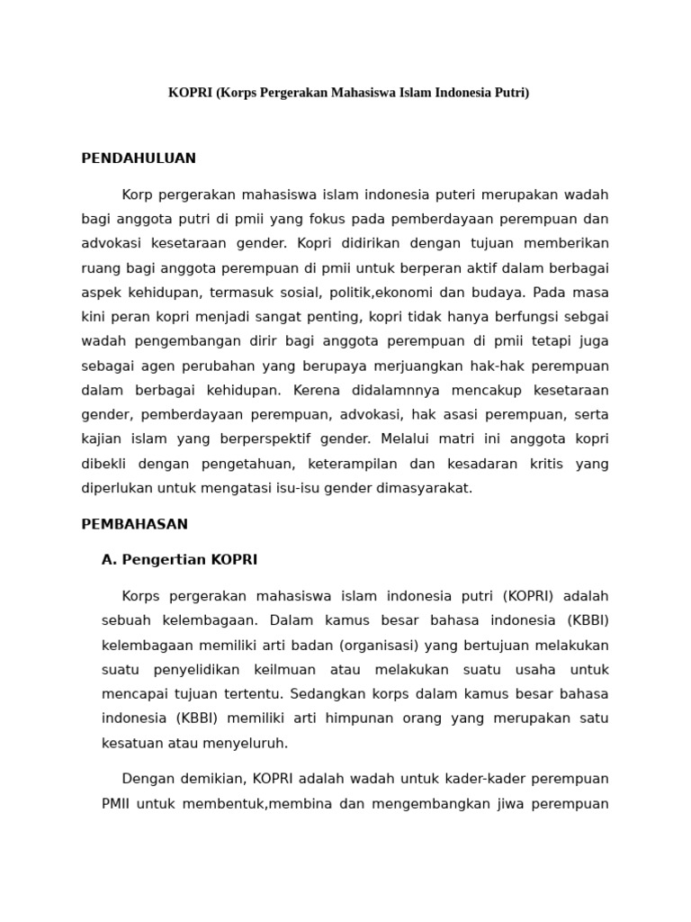 Materi Kopri Mapaba 2024 Fikksss | PDF