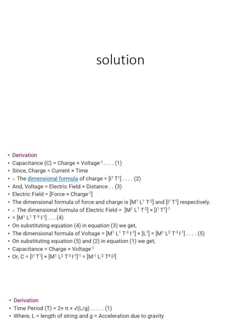 PHY 105 Dimension Solution | PDF | Force | Magnetic Field