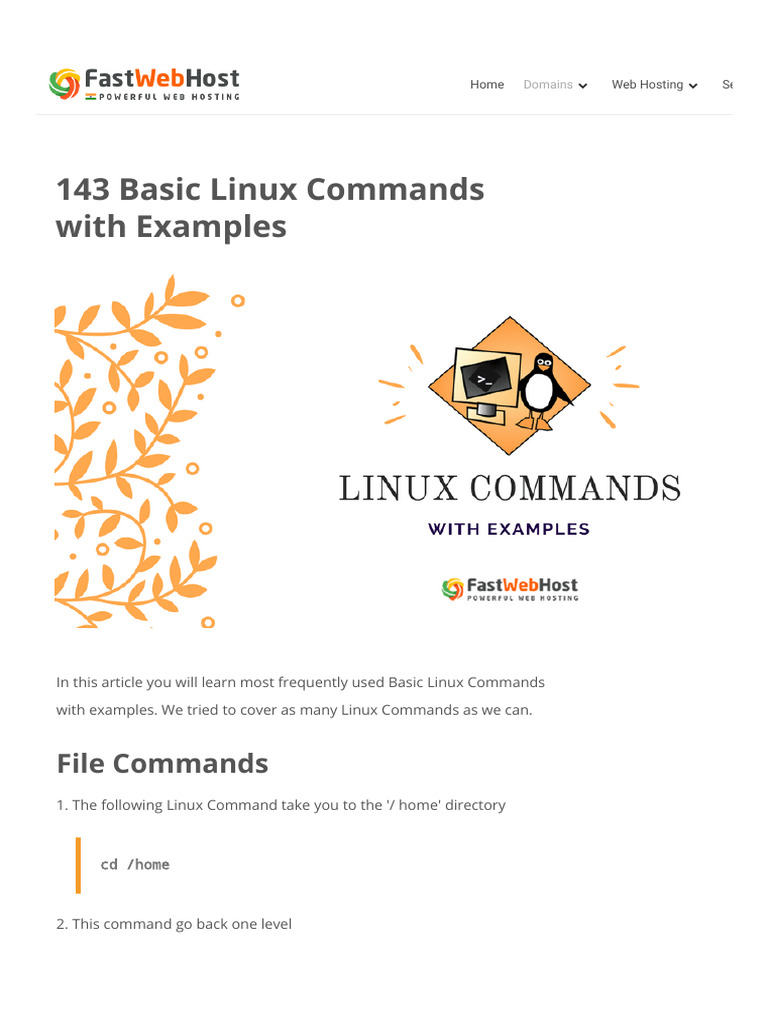 143 Basic Linux Commands With Examples | PDF | Zip (File Format ...