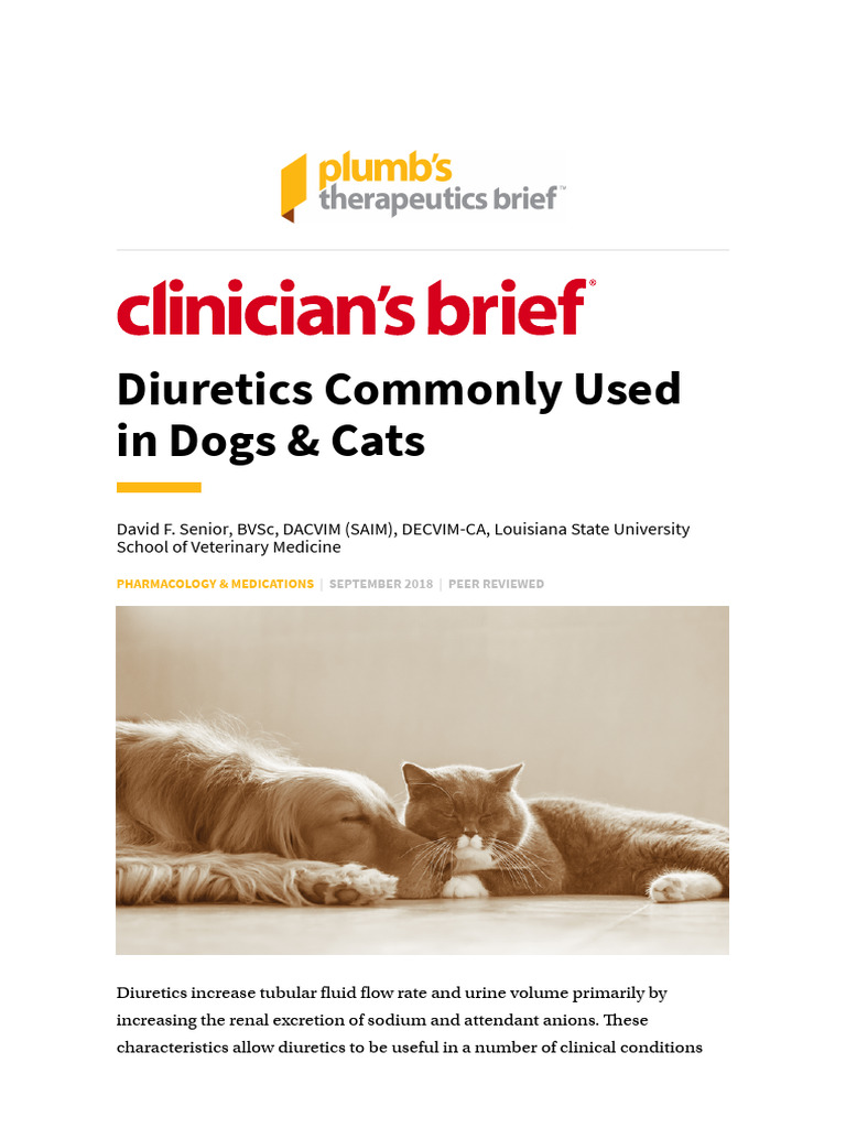 Diuretics Commonly Used in Dogs & Cats | PDF